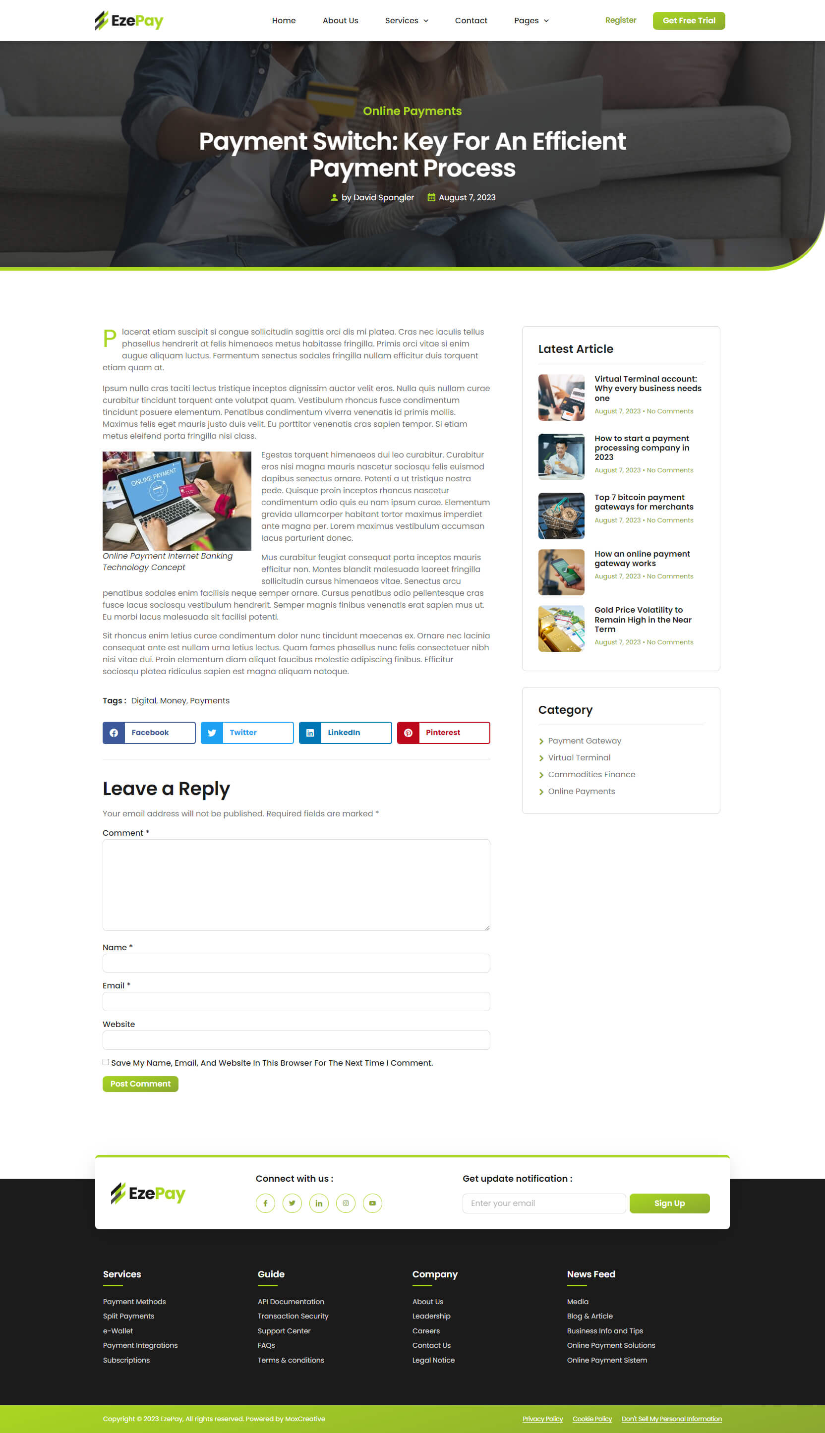 EzePay - Online Payment Gateway Elementor Pro Template Kit by moxcreative